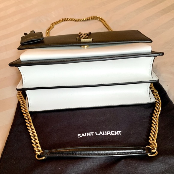Yves Saint Laurent | Bags | Nwot Ysl Saint Laurent Black And White Sunset Gold Chain Medium ...